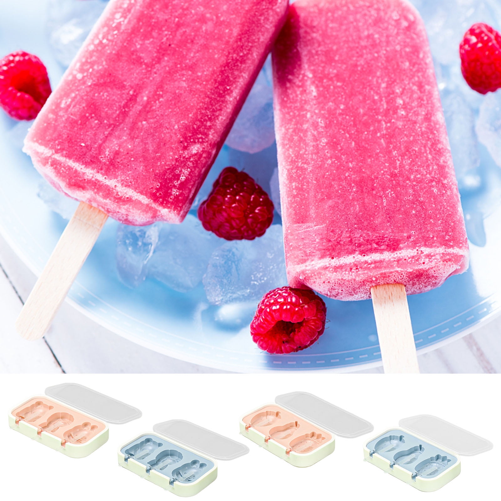 Warkul Ice Cream Mold, Popsicle Molds DIY 3-Grid Cartoon Shaped Ice ...