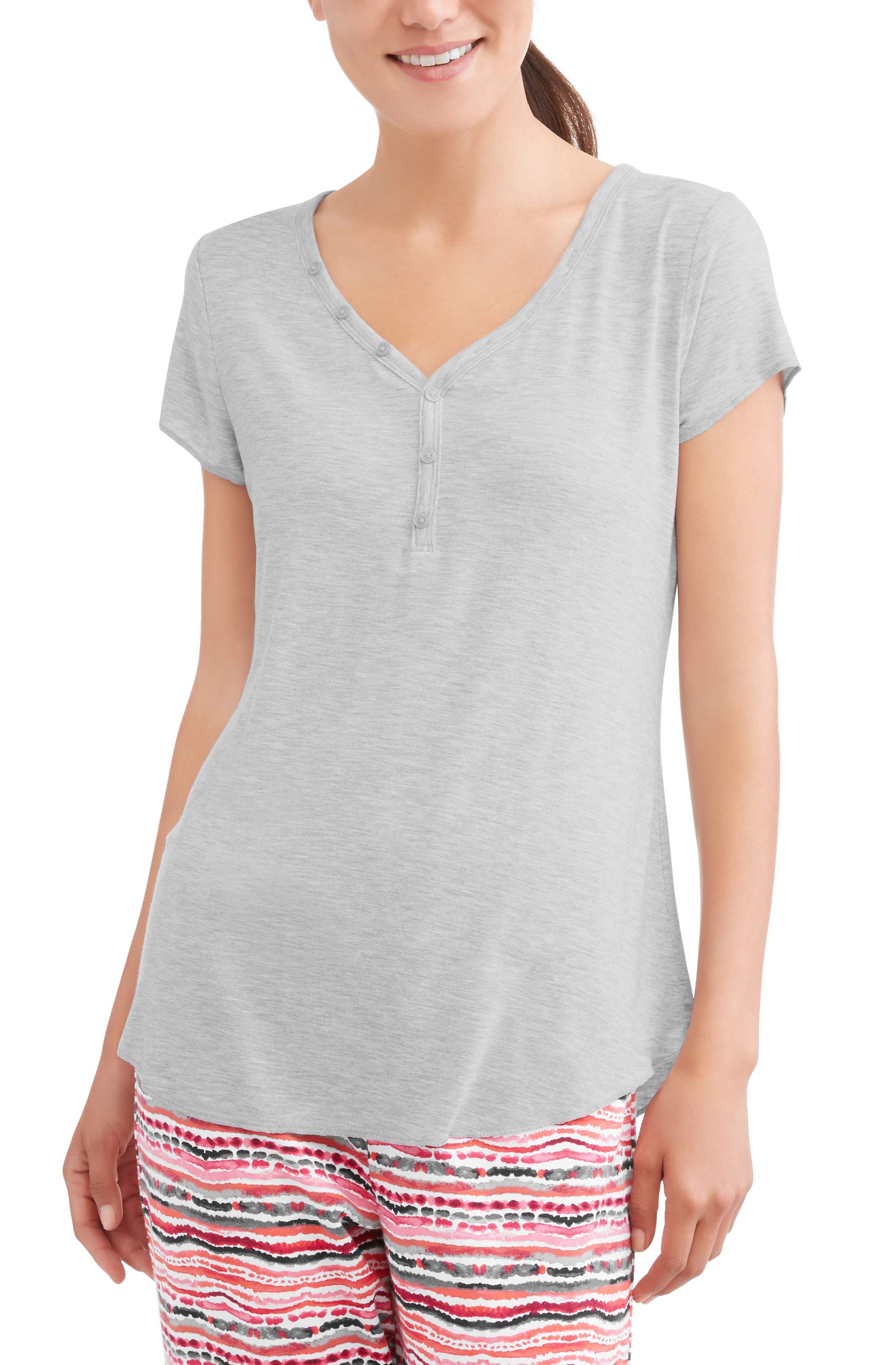 Secret Treasures Essentials Women's Knit Henley Sleep Tee - Walmart.com