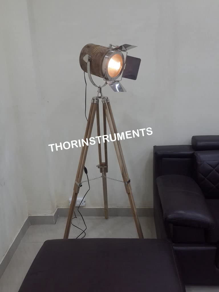 Beautiful Brown Wooden Industrial Nautical Studio Searchlight Tripod ...