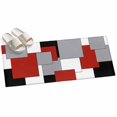 Abstract Red Black Grey White Color Block Rectangle Rug 2'x6' Splicing ...