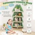 4-Tier Kids Christmas Tree Corner Bookshelf Green PP&HDPE Anti-Falling ...