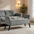 Storage Bench for Entryway, Linen Window Bench with Rolled Arms for ...