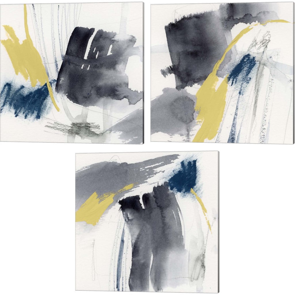 Great Art Now Lemon and Indigo by Victoria Barnes 3 Piece Canvas Art ...