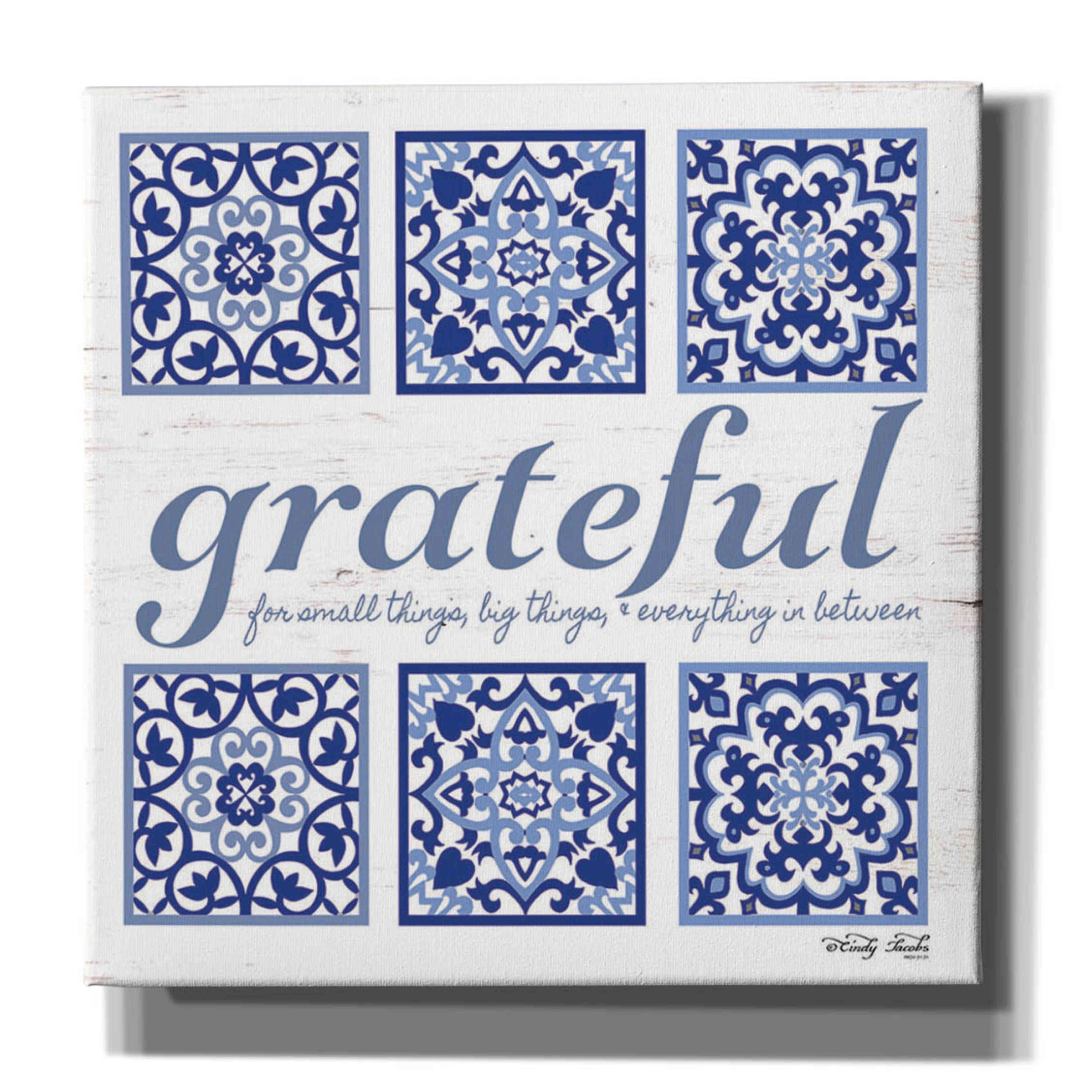 Epic Graffiti 'Grateful Tile' by Cindy Jacobs, Canvas Wall Art, 26"x26 ...