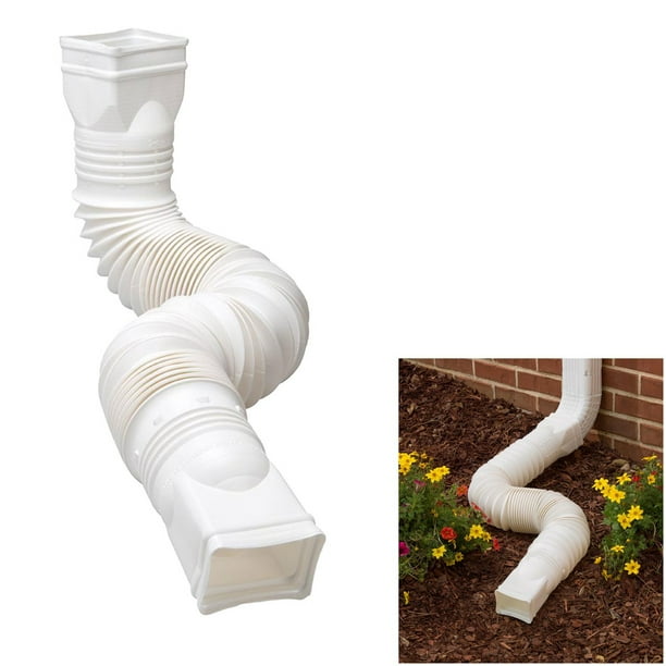 White Flexible Downspout Extension Gutter Connector Rainwater Drainage ...