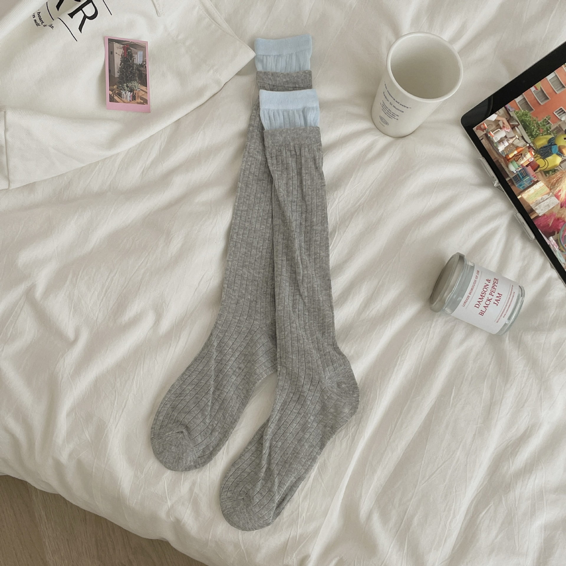 Click here for Zhuge 3 Pairs Casual Tube Socks Cotton Knee High S... prices