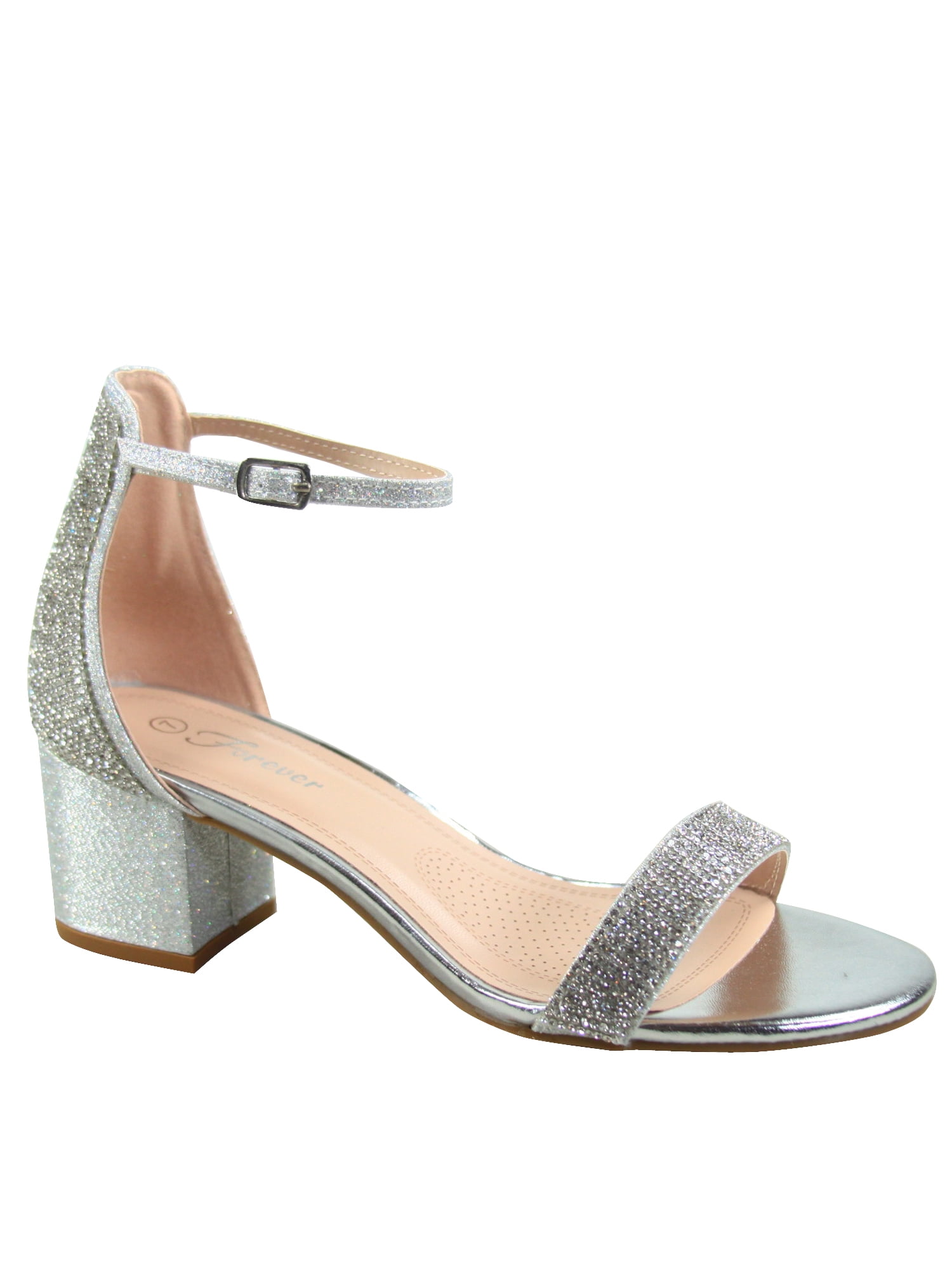 Nataly-10 Open Toe Rhinestone Ankle Strap Buckle Low Chunky Heels ...
