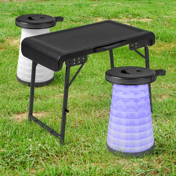 Costway 3-Piece Folding Table Stool Set with a Camping Table & 2 ...