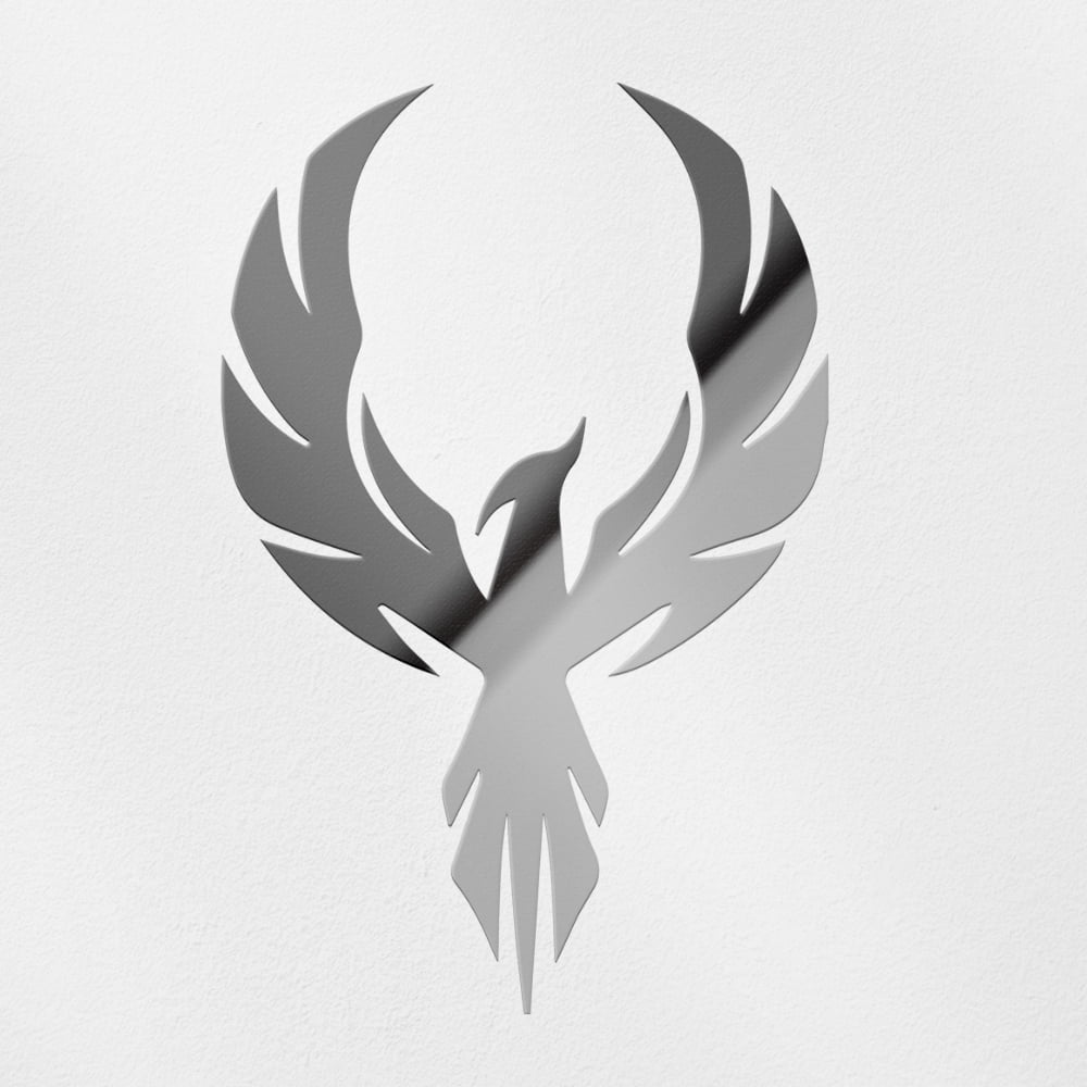 Transparent Decal Stickers Of Phoenix Geometry (Metallic Silver ...