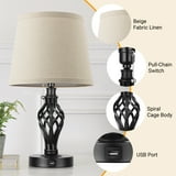 PARTPHONER 16'' Table Lamps Set of 2, Farmhouse Bedside Lamps with USB ...