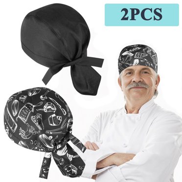 C 3Pcs Skull Design Chef Hats with Creative Ribbon Turbano Cooking Caps ...