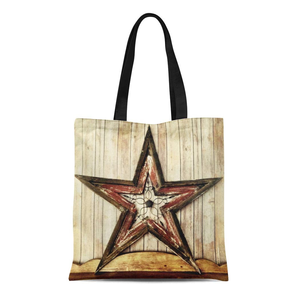 ASHLEIGH Canvas Tote Bag Wooden Rustic Country Western Star Barn Cabin ...