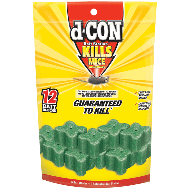d-CON Refillable Corner Fit Mouse Poison Bait Station, 1 Trap + 12 Bait ...