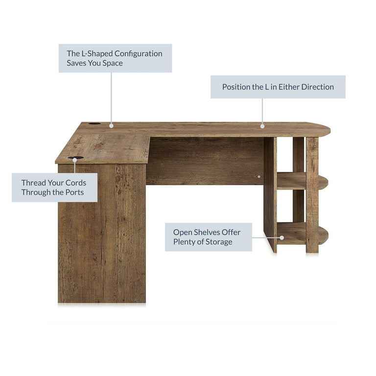 L Shaped Corner Computer Desk Kent Oak