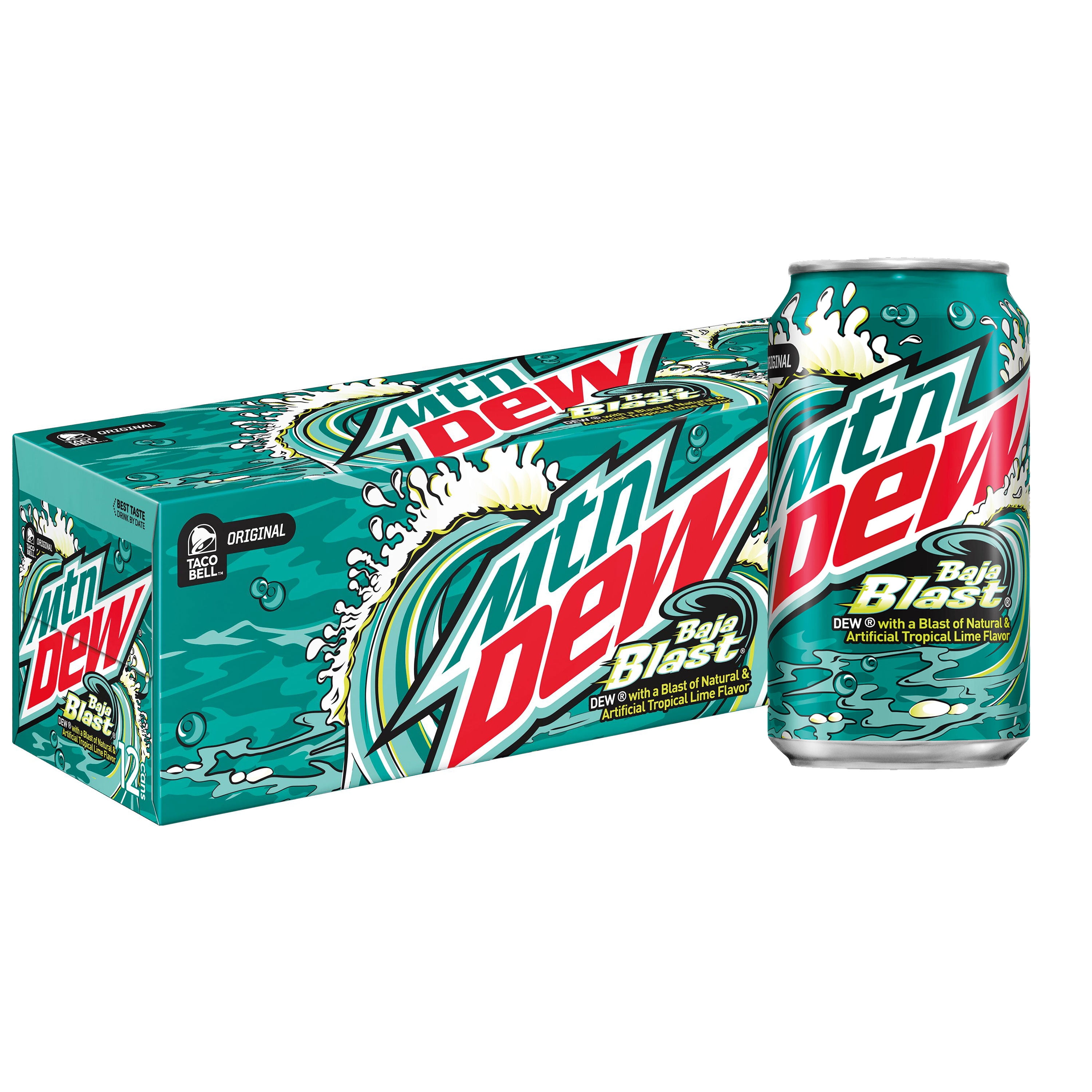 Buy Mountain Dew Baja Blast Tropical Lime Soda Pop, 12 oz 12 Pack Cans ...