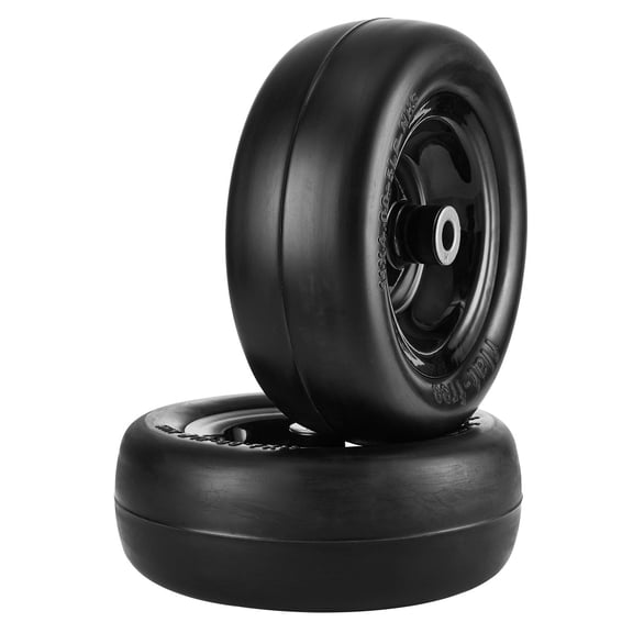 Flat Free 16x5.00-8 Tire with 1 inch Bearings, 3” Center Hub Turf Tread ...