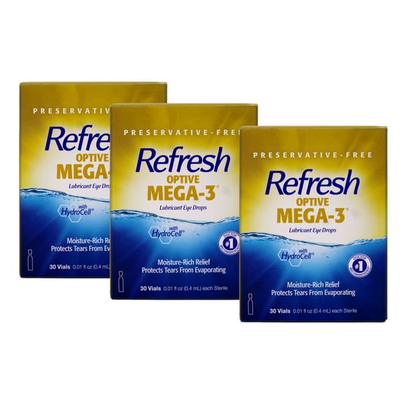 REFRESH Optive Mega-3 Lubricant Eye Drops for Dry Eye, 0.01 fl oz ...