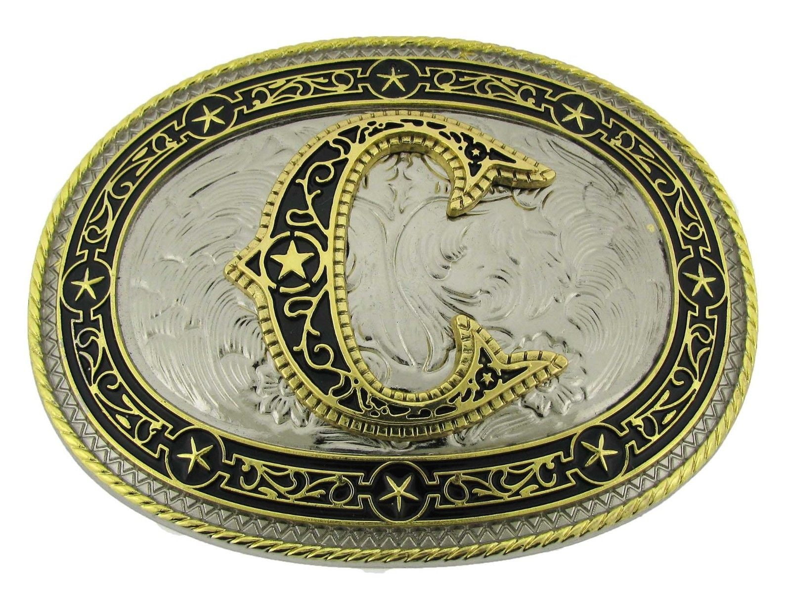 Initial C Letter Monogram Belt Buckle Cowboy Rodeo Western Metal ...