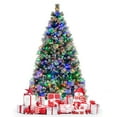 Costway 7 FT Pre-Lit Artificial Hinged Christmas Tree with Pine Needles ...