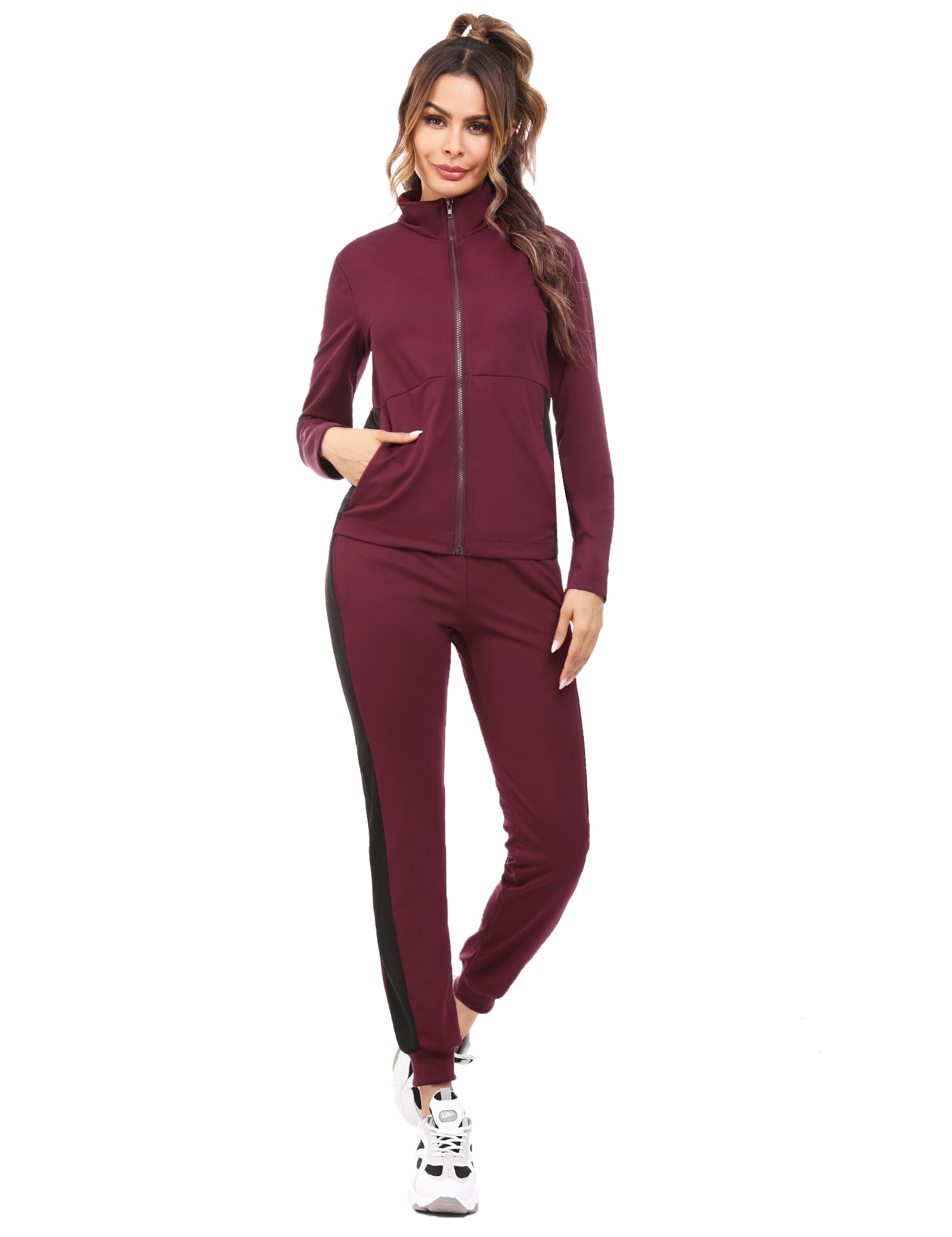 Uniexcosm Women Sweatsuits 2 Piece Outfits Sets Zip Activewear ...