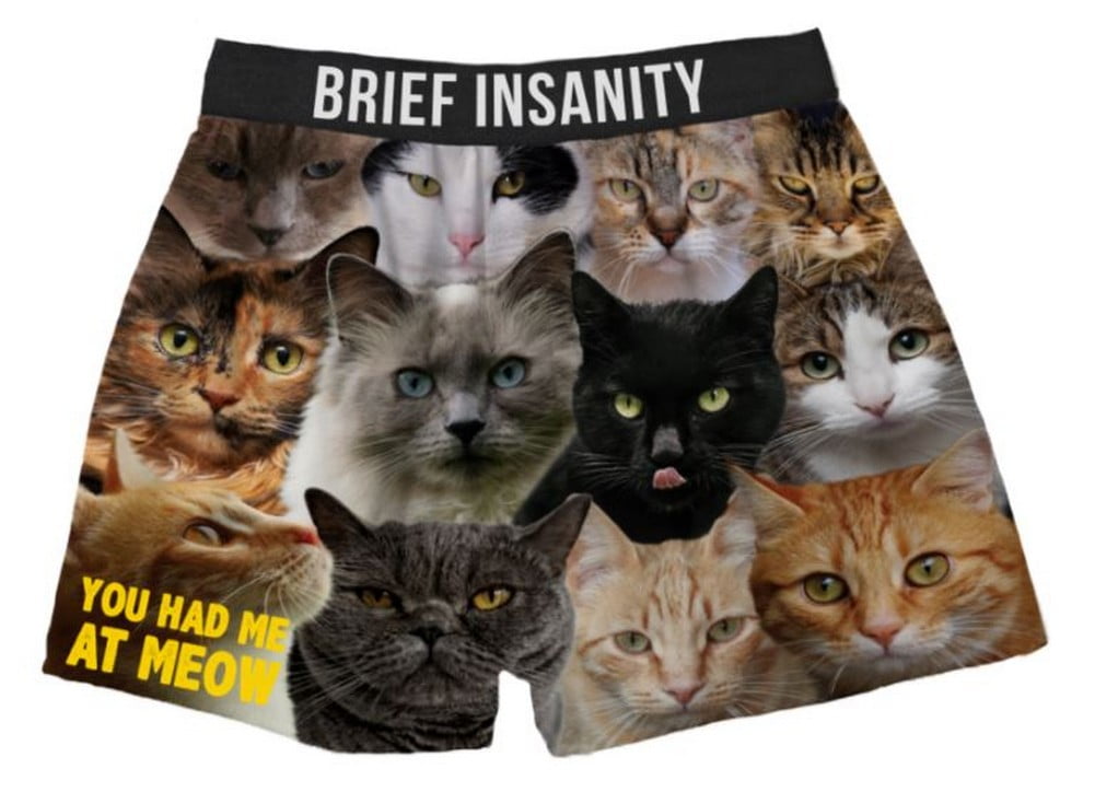 Brief Insanity Men's You Had Me At Meow Cat Boxer Shorts Boxers ...