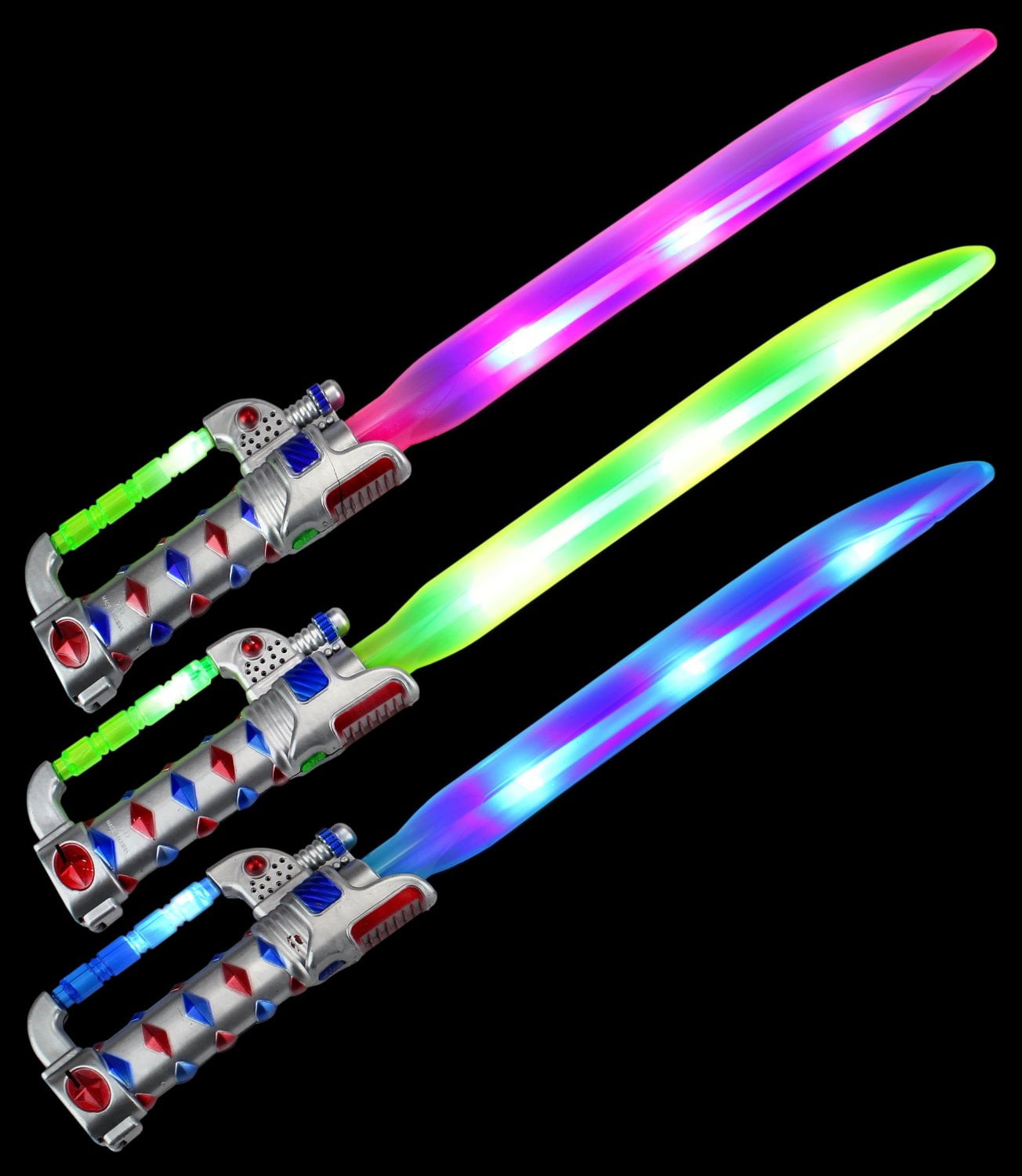 Set of 3 VT Super Sword Flashing LED & Clanging Sounds Party Favor Toy ...