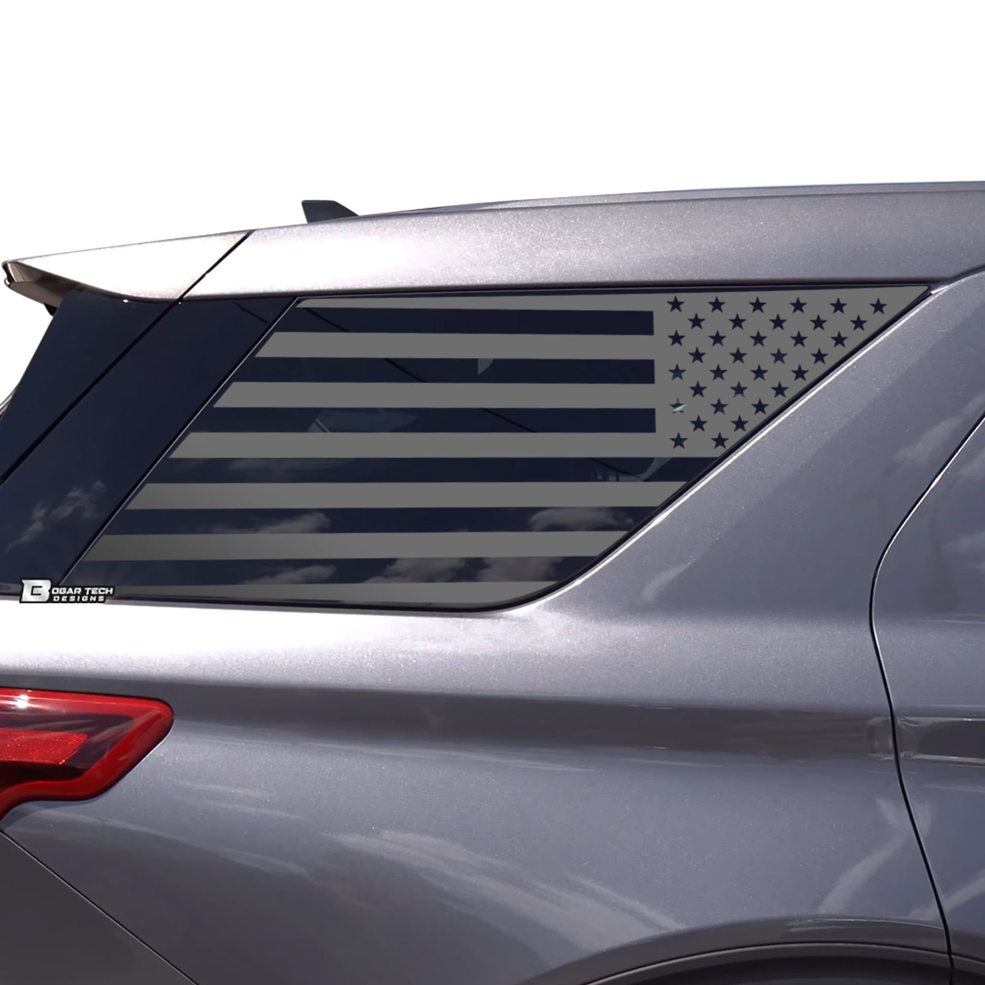 BOGAR TECH DESIGNS Precut American Flag Rear Side Quarter Window Decal ...