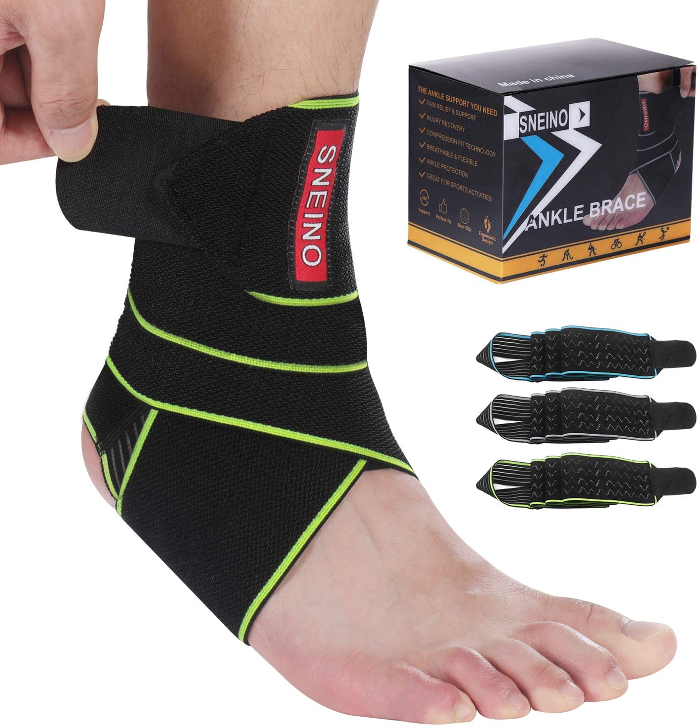 SNEINO Neoprene Ankle Support, Breathable Comfortable Adjustable Ankle ...