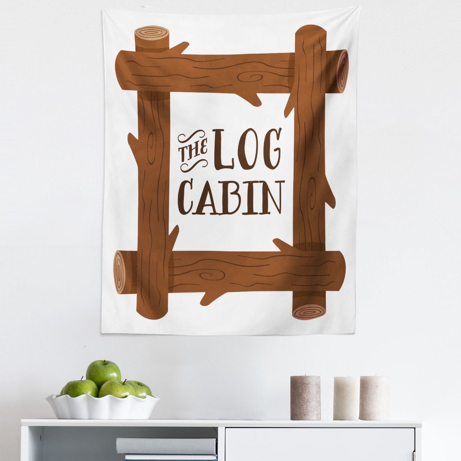 Log Cabin Tapestry, Illustration of a Wooden Square Frame Related with ...