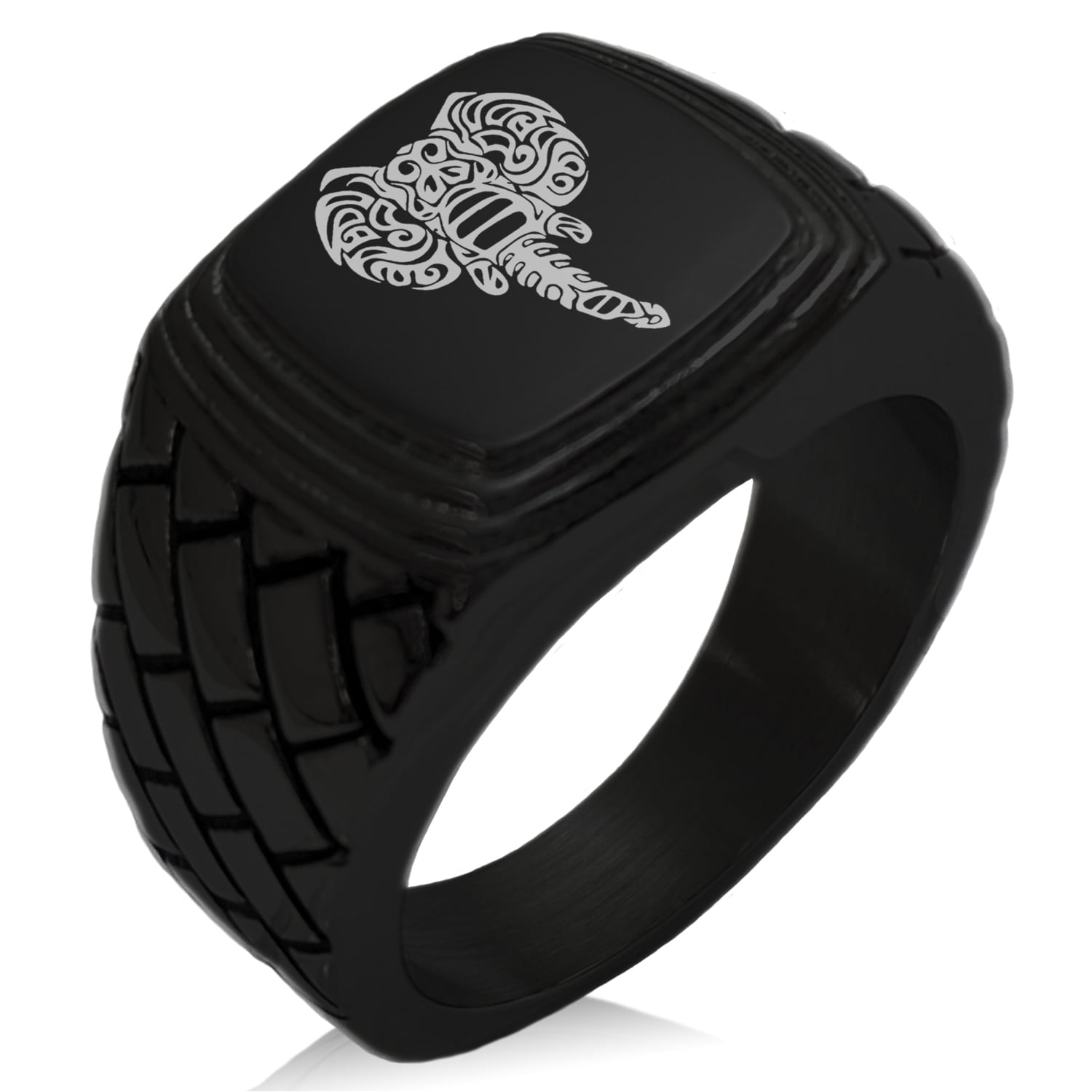 Stainless Steel Juggernaut Elephant Geometric Pattern Step-Down Biker ...