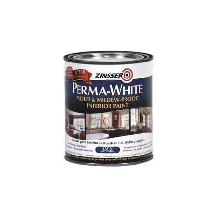 Zinsser Mildew Proof Interior Paint Satin White 1 Qt - Walmart.com
