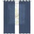 Dark Blue Sheer Curtains 90 Inch Long 2 Panels, Modern Solid Color ...