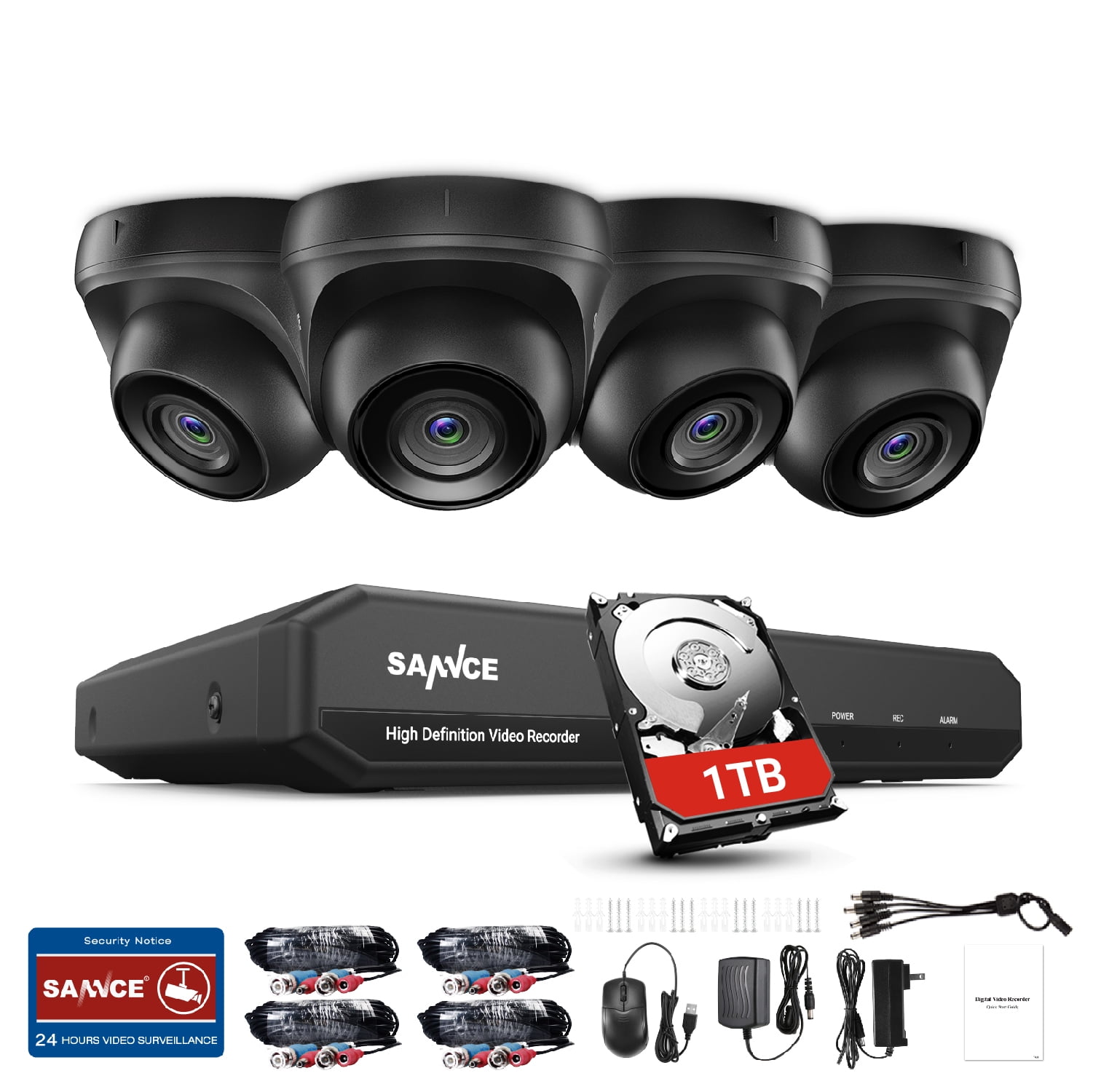 SANNCE 1080p 8-Channel CCTV Camera System 5-in-1 CCTV DVR Recorder with ...