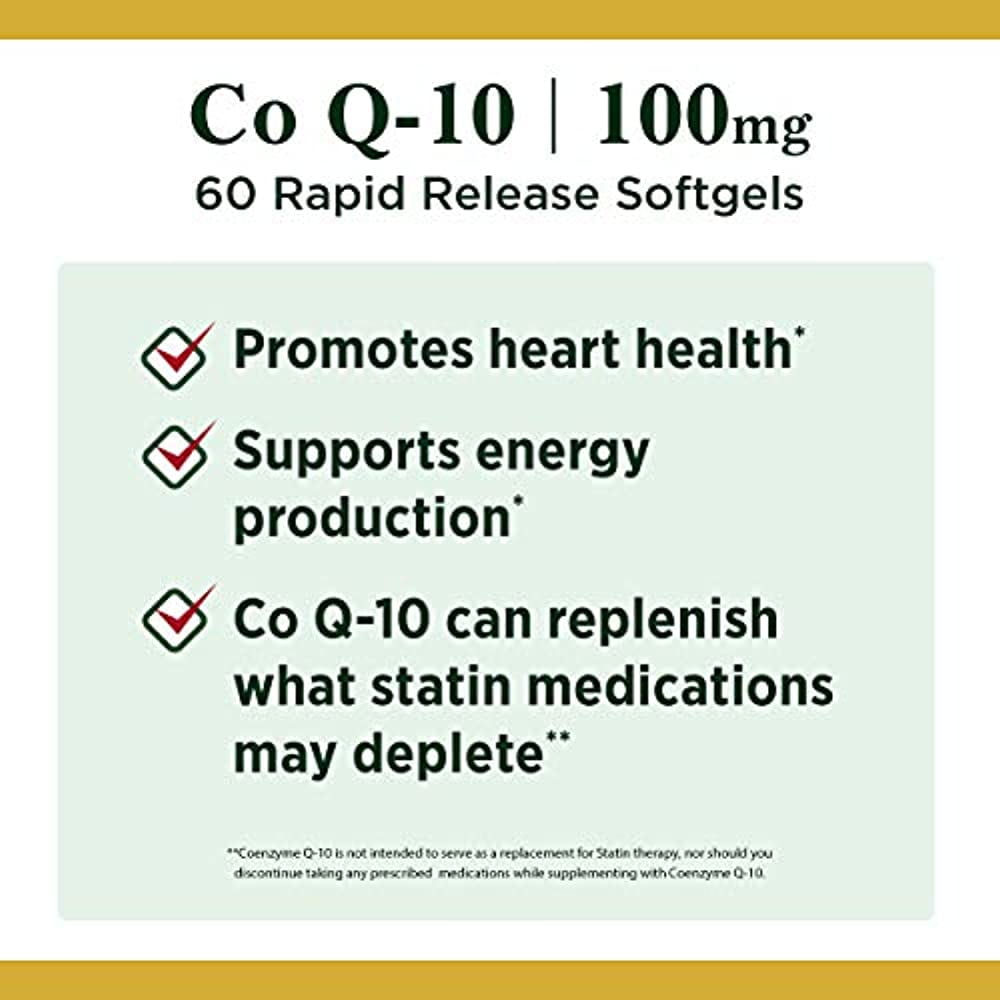 Nature’s Bounty CoQ10 by, Dietary Supplement, Supports Heart Health, 100mg Plus L-Carnitine ...