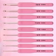 9pcs Pink Crochet Hooks Set Ergonomic Aluminum Sweater DIY Handmade ...