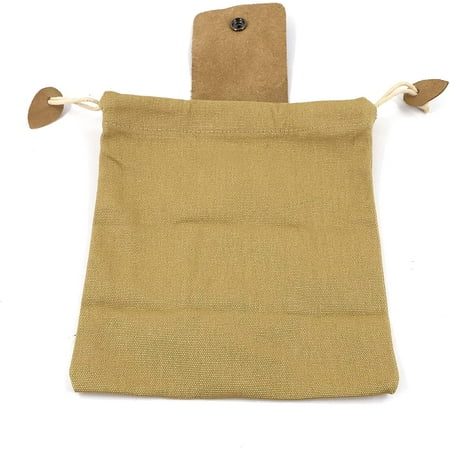 Leather Waxed Canvas Pouch,Outdoor Foraging Bag With Drawstring ...