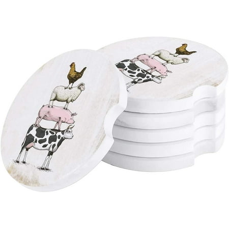 XDDJA Farm Theme Pattern Retro Set of 2 Car Coaster for Drinks ...