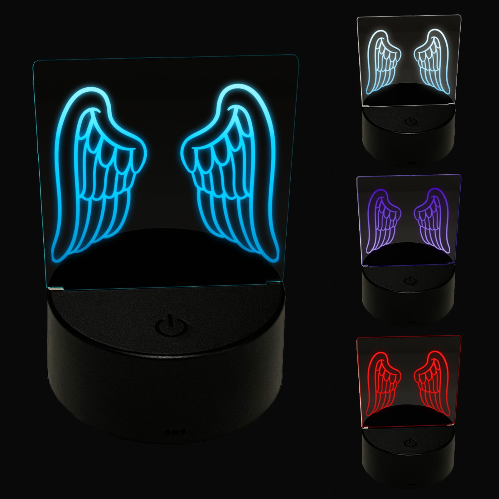 Angel Bird Wings LED Night Light Sign 3D Illusion Desk Nightstand Lamp ...