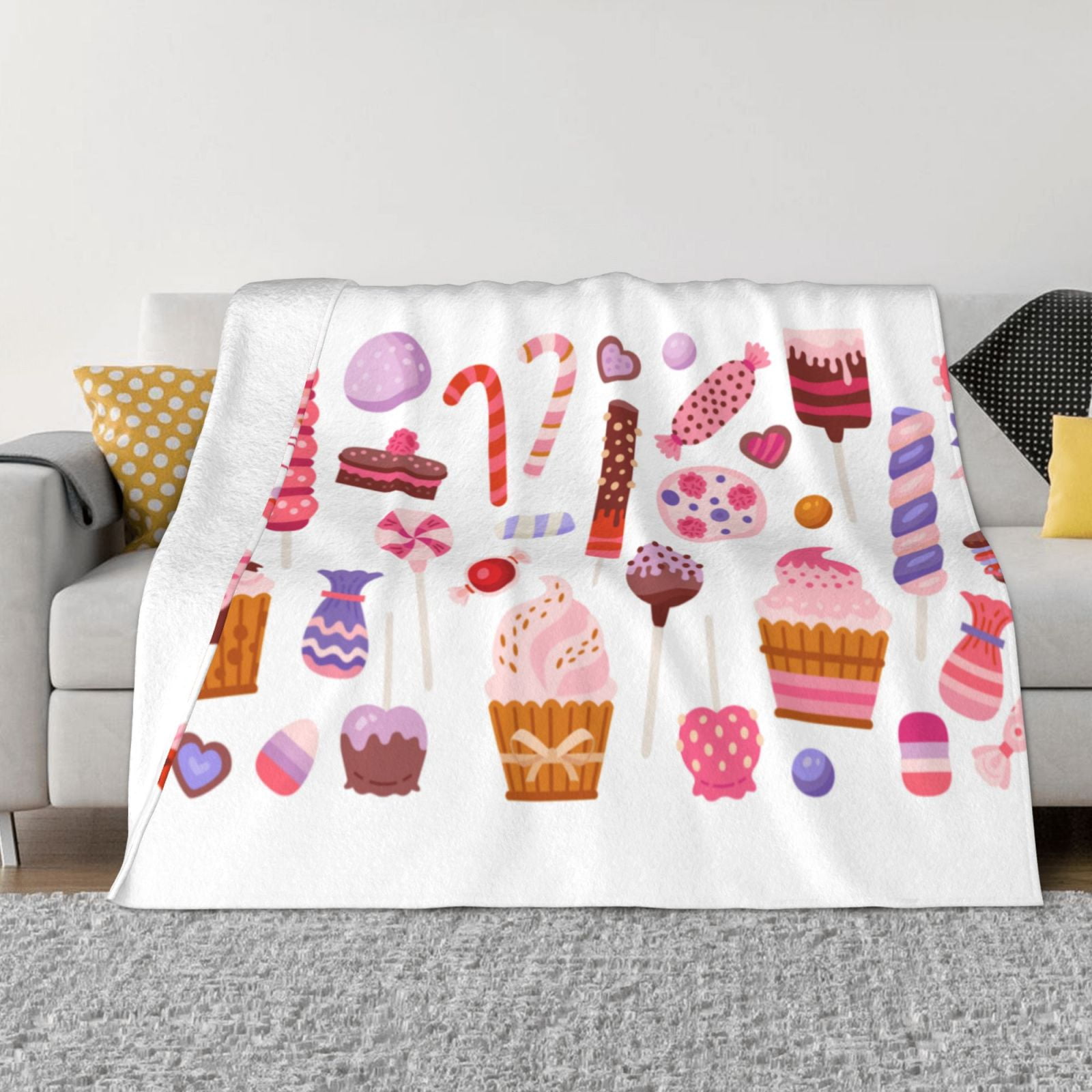 XMXT Throw Blanket, Cartoon Hand Painted Dessert Machine Washable ...