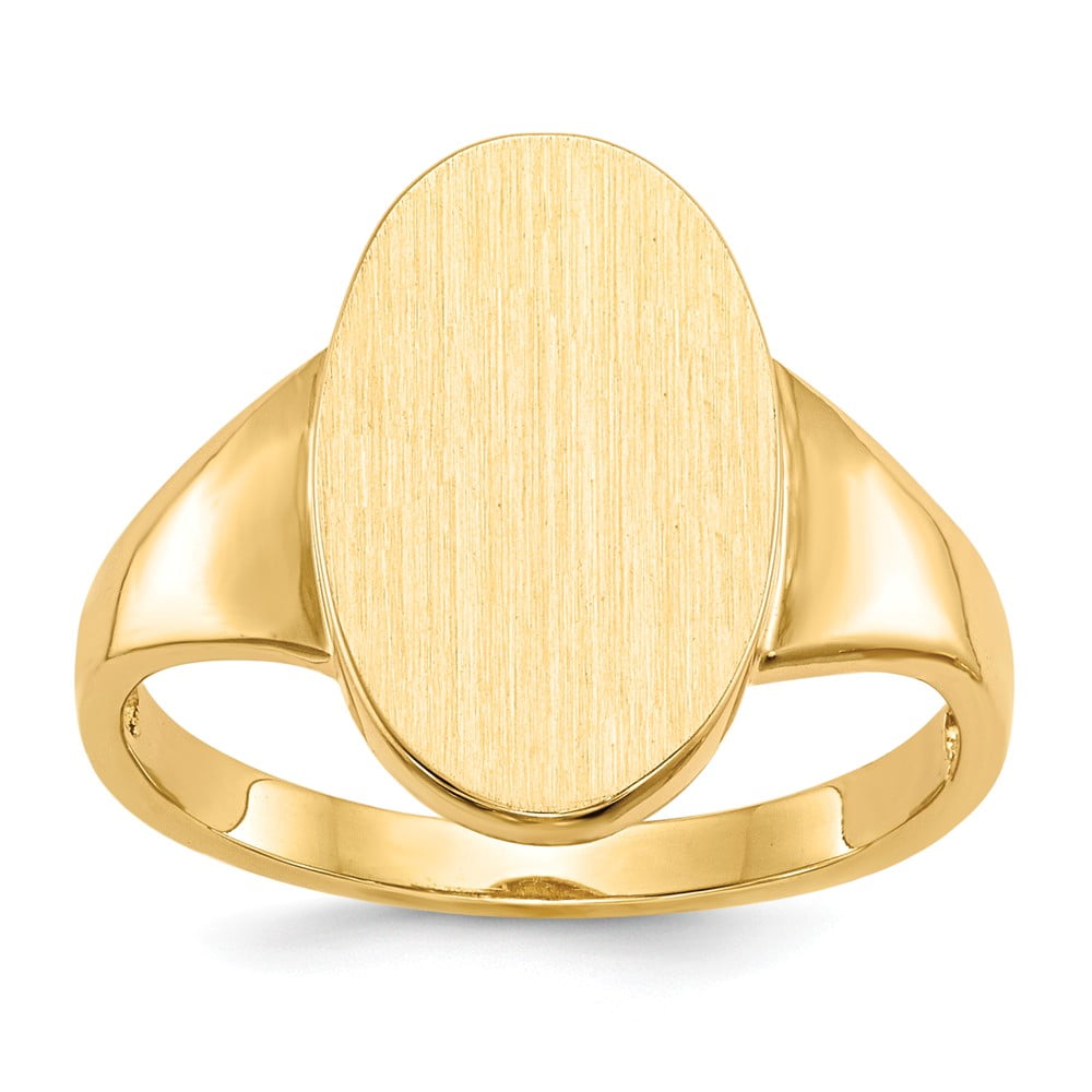 Solid 14k Yellow Gold Engravable Signet Ring (6mm) - Size 4 - Walmart.com