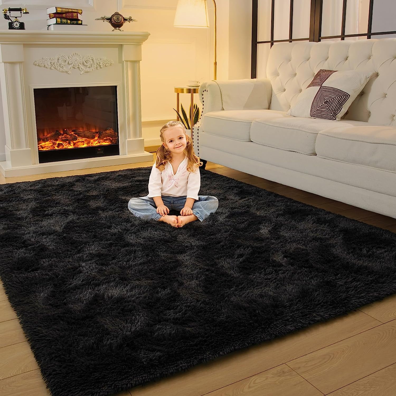 YJ.GWL Soft Fluffy Area Rug Shaggy Plush Rugs for Living Room Bedroom ...