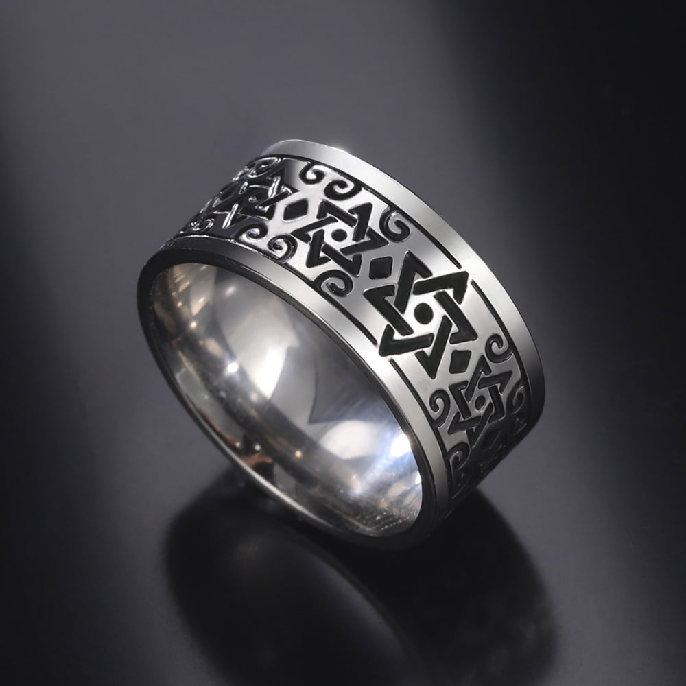 TEAMER Star of David Ring for Men Punk Hexagram Ring Shield of David ...