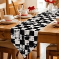 Black Grey Geometric Table Runner Linen Burlap Table Runner 90 Inches ...