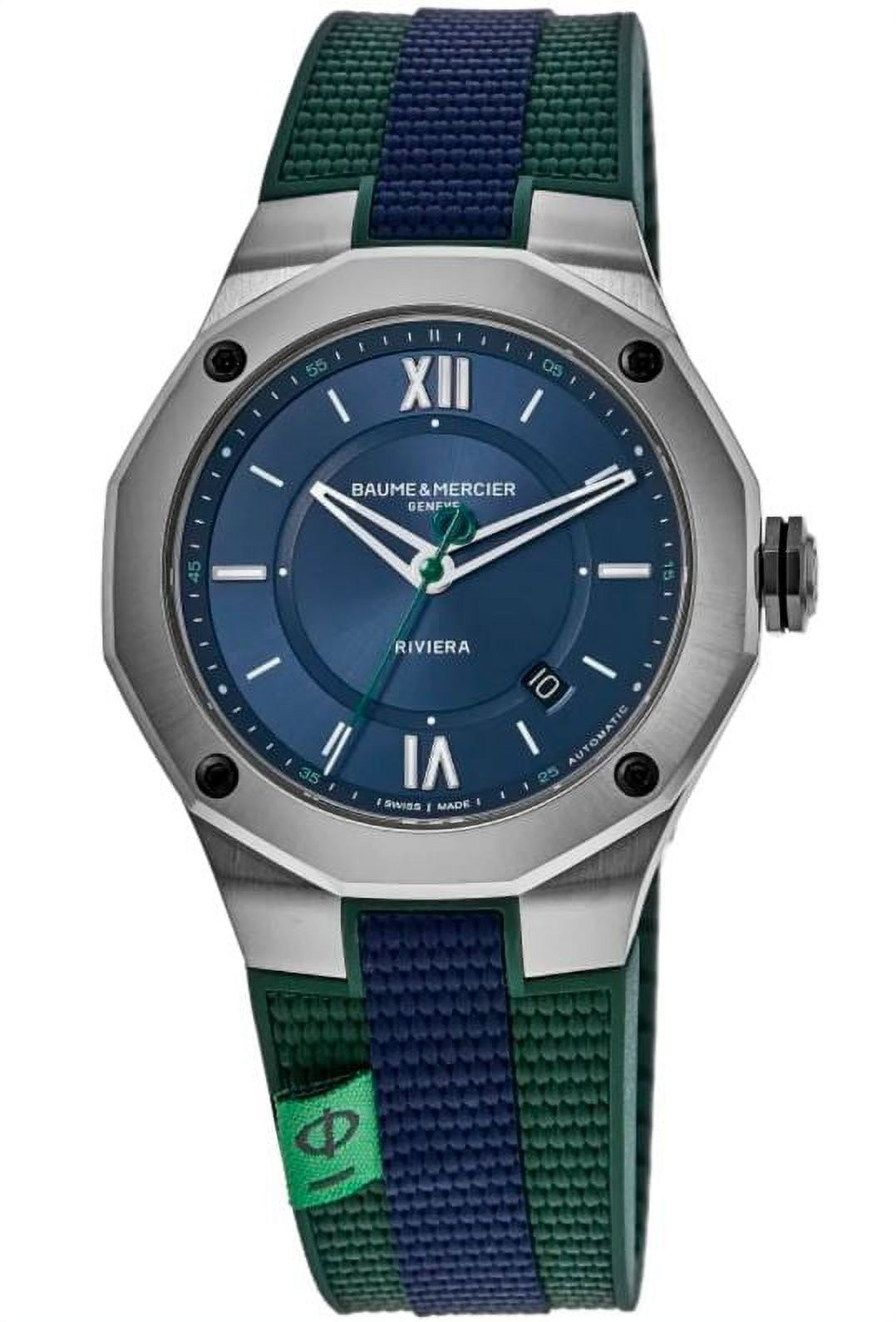 Baume & Mercier Riviera Blue Dial Rubber Strap Men's Watch 10688 ...