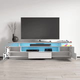 "Eva 77"" High Gloss Modern TV Stand, Storage Cabinets, LED Lights for ...