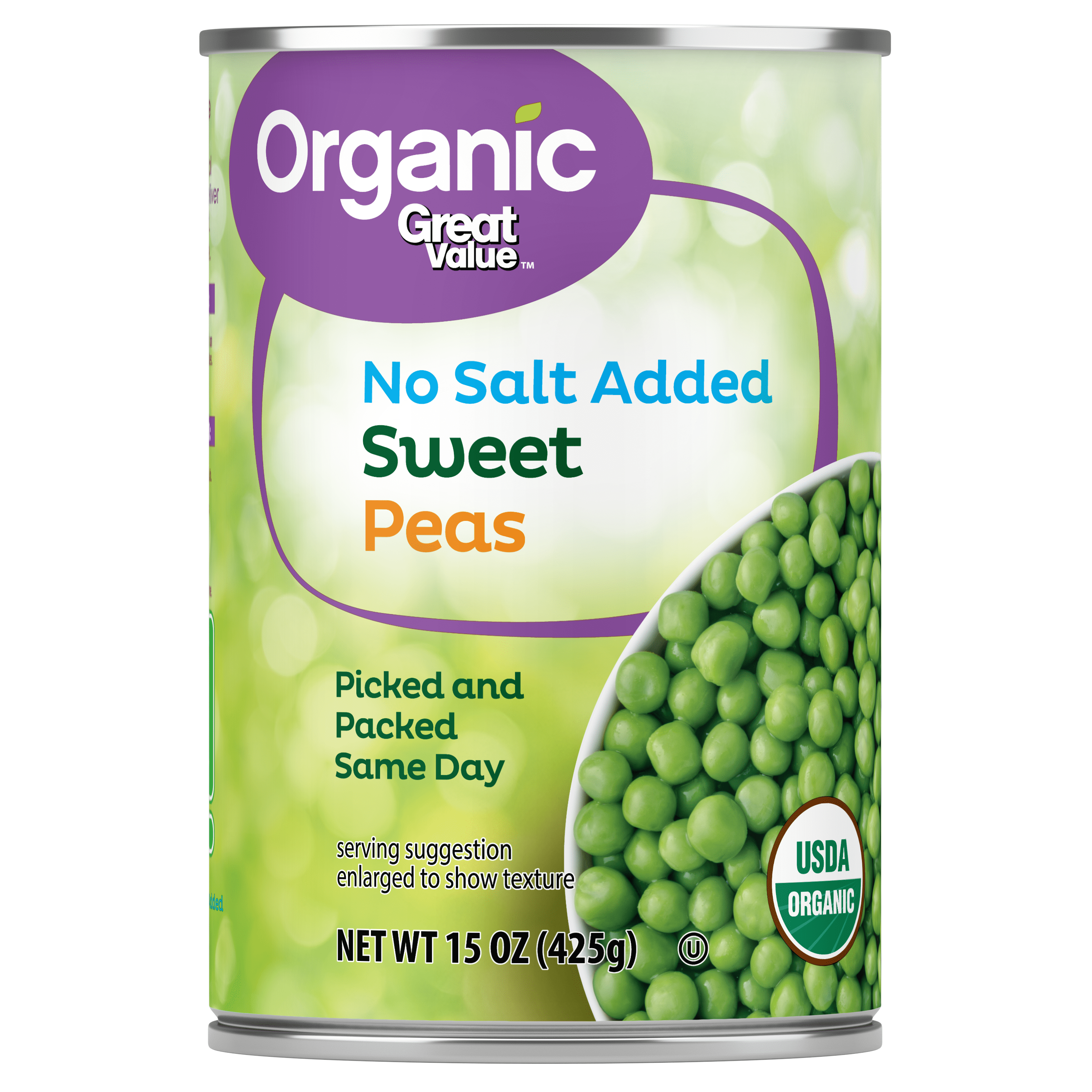 Great Value Organic Sweet Peas No Salt Added, 15 oz - Walmart.com