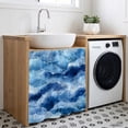 Abstract Ocean Waves Cabinet Curtains for Kitchen 35"W x 35"L, Blue ...
