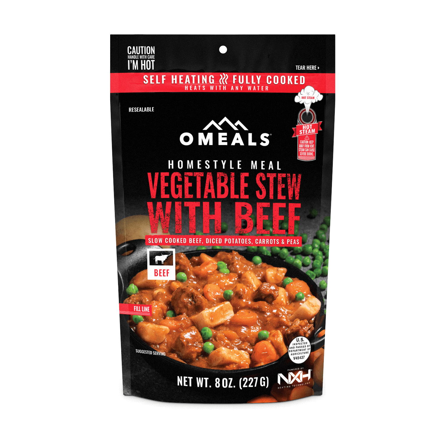 Omeals Vegetable Beef Stew 8oz Pouch Self Heating Camping Meal ...