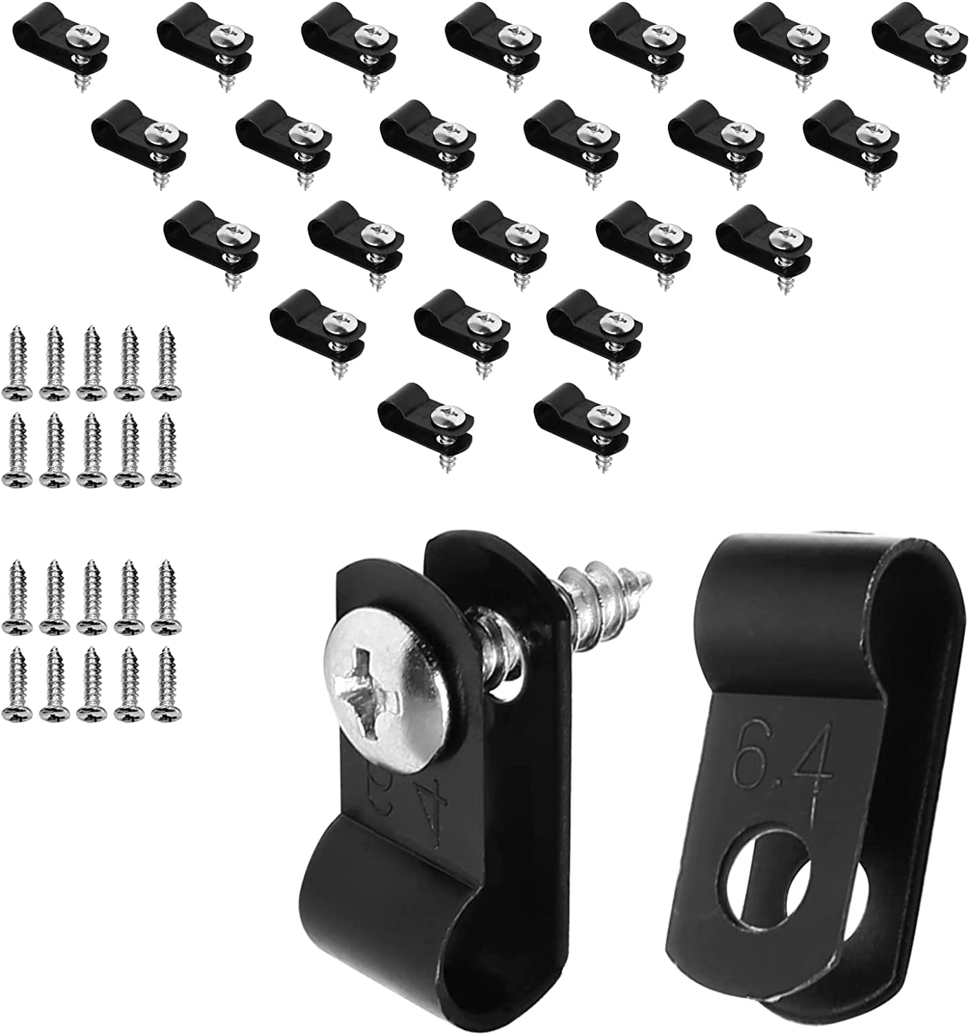 120pcs 1/4 Inch R-Type Cable Clamps, Nylon Wire Cable Clips with M4 ...