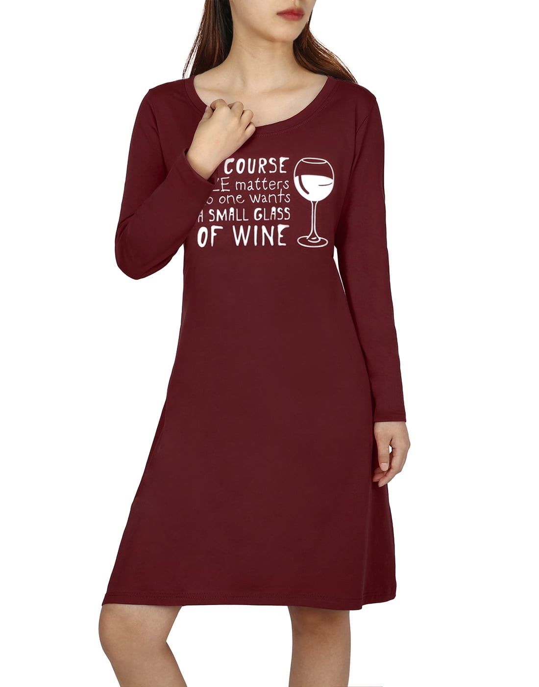 HDE Womens Sleepwear Cotton Nightgowns Long Sleeve Sleepshirt Print ...